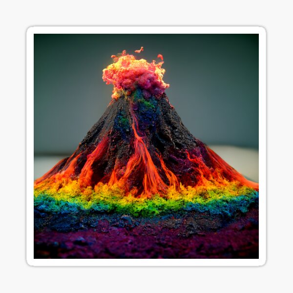 "Rainbow Volcano" Sticker for Sale by mentaljazzhands | Redbubble