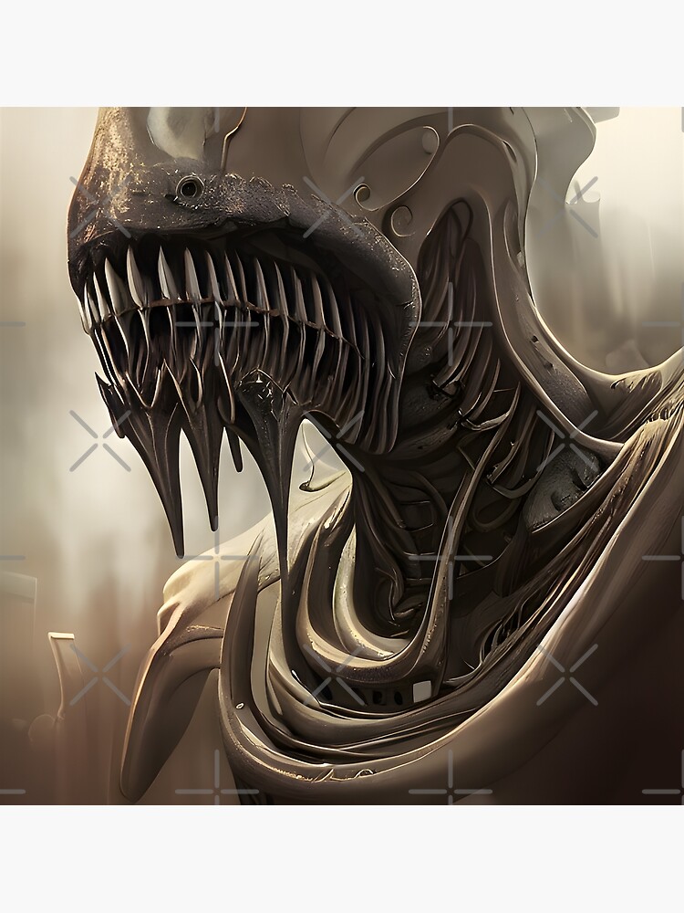 "Fantasy art painting of a biomech steampunk alien horror head" Poster ...