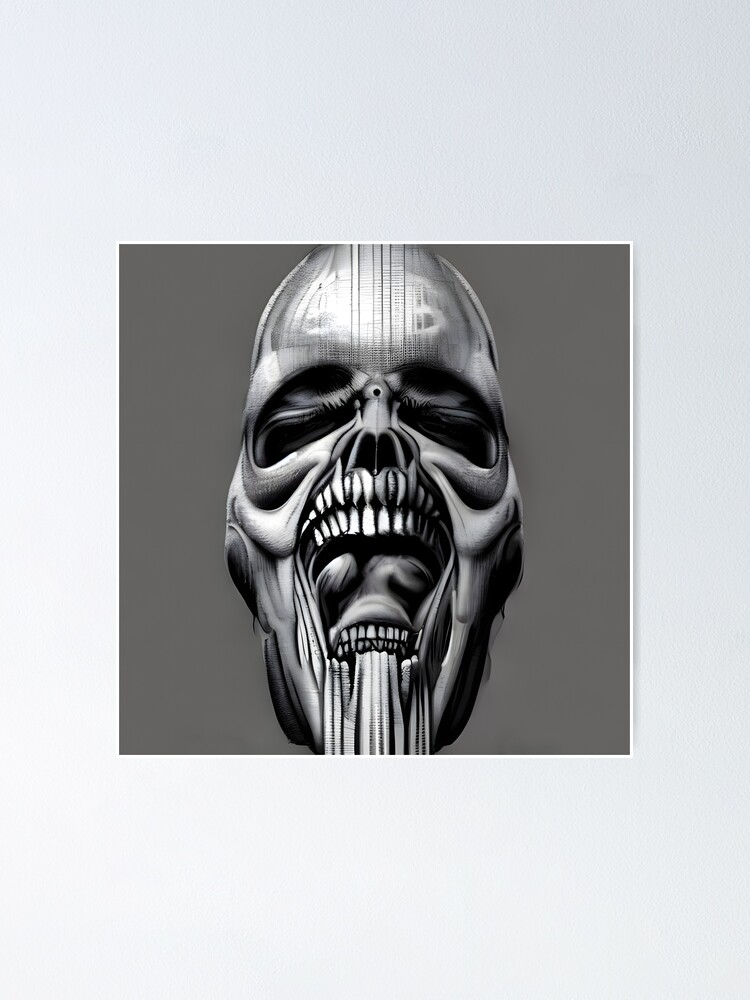 "Fantasy art painting of a biomech steampunk alien horror head" Poster ...