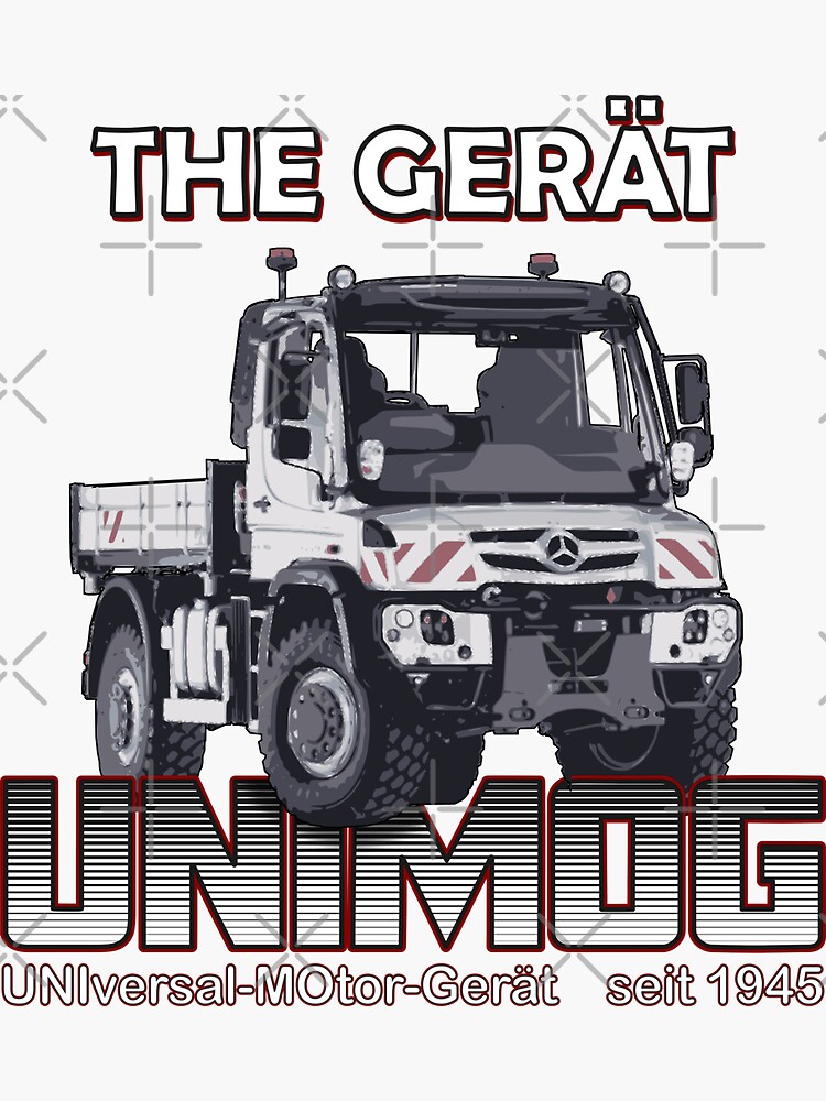 "THE GREAT UNIMOG 530 (UNIversal-MOtor-Gerät) - on black" Sticker for ...