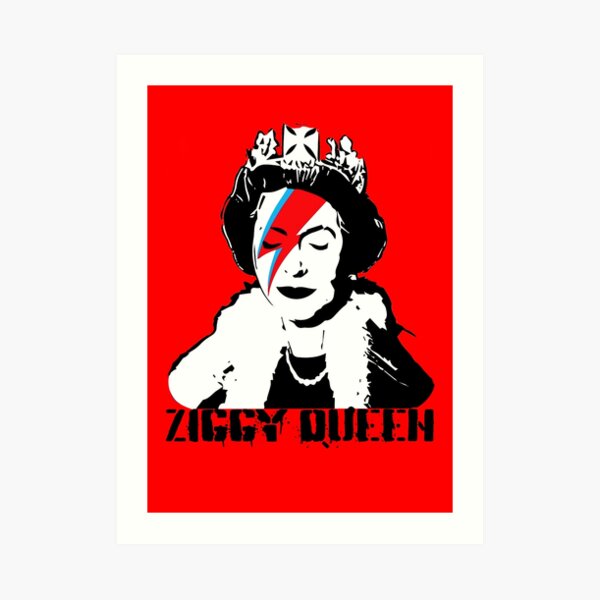 "Queen Elisabeth Ziggy Queen banksy street pop art" Art Print for Sale by DesignsbyMona | Redbubble