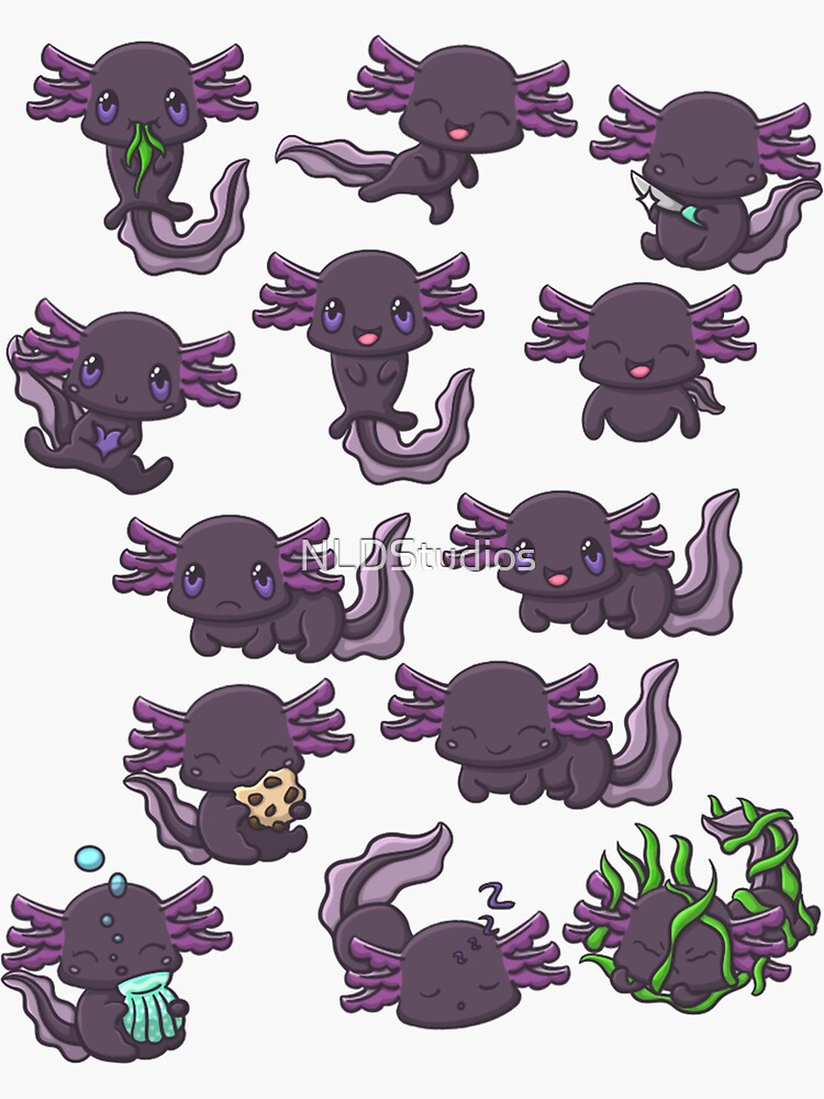 "Lavender Axolotl Collection" Sticker for Sale by NLDStudios | Redbubble