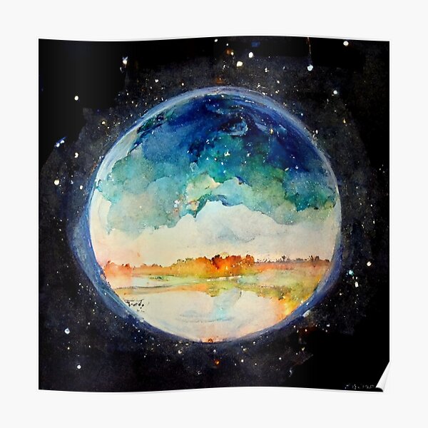 "The Earth overlooked Space background twinkling starlight" Poster for ...