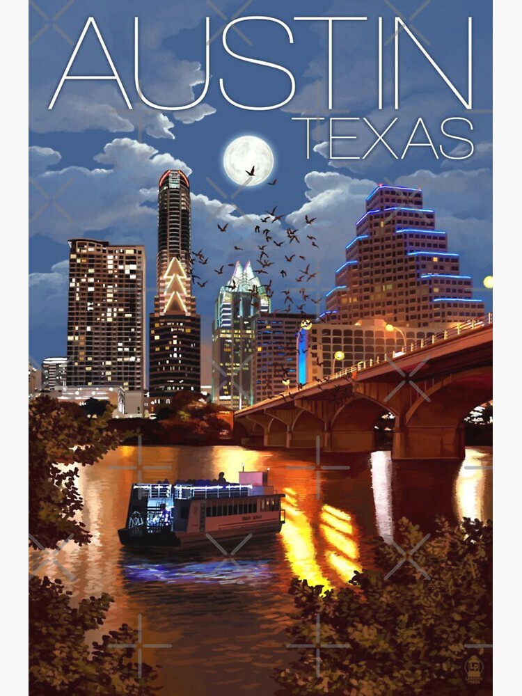 "Austin Texas Vintage Travel Poster | Old Visit Austin Texas Tourism ...