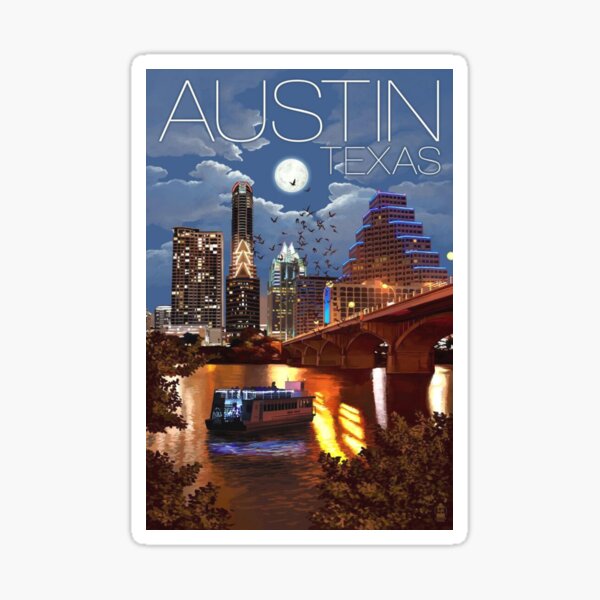 "Austin Texas Vintage Travel Poster | Old Visit Austin Texas Tourism ...