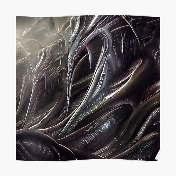 "Organic alien spaceship cyberpunk biomech sci-fi structure" Poster for ...