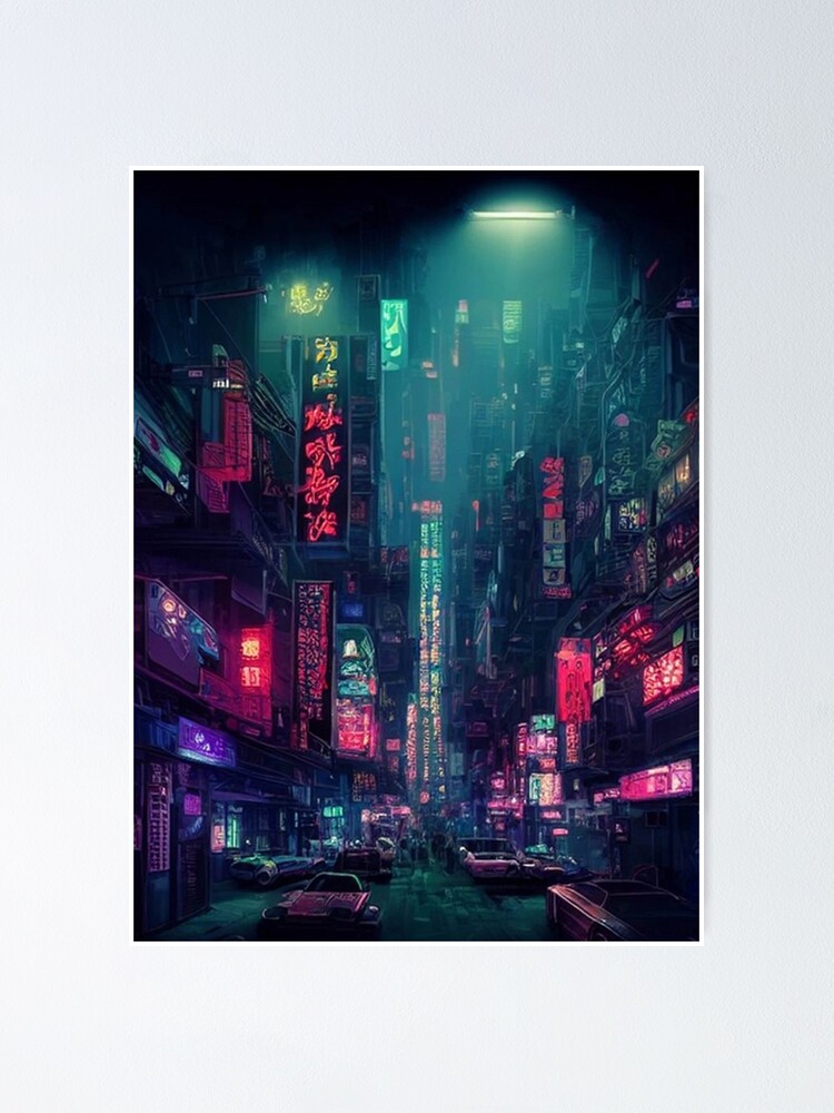 "Cyberpunk City Neon Lights" Poster for Sale by ericajparra79 | Redbubble