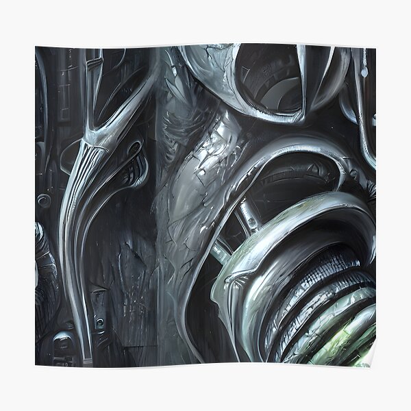 "Organic alien spaceship cyberpunk biomech sci-fi structure" Poster for ...
