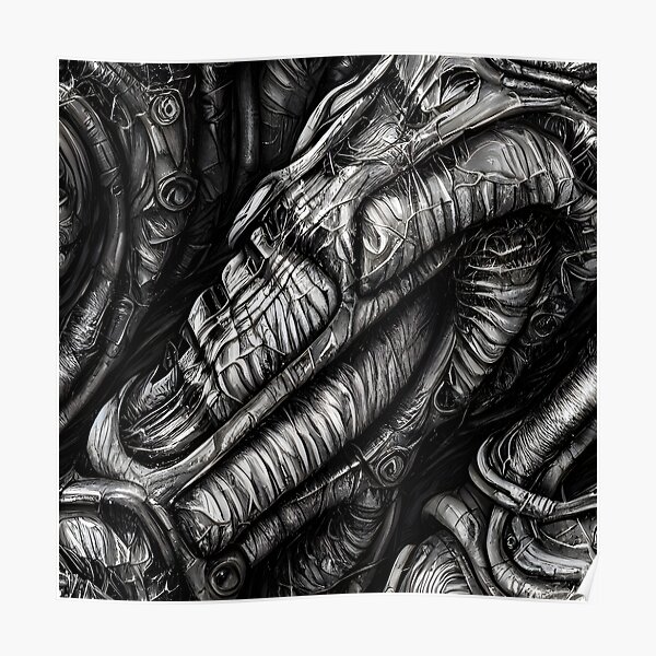 "Organic alien spaceship cyberpunk biomech sci-fi structure" Poster for ...