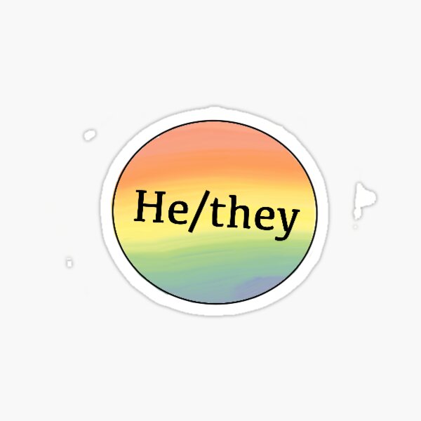 "Pronouns he/they" Sticker for Sale by napsneeded | Redbubble