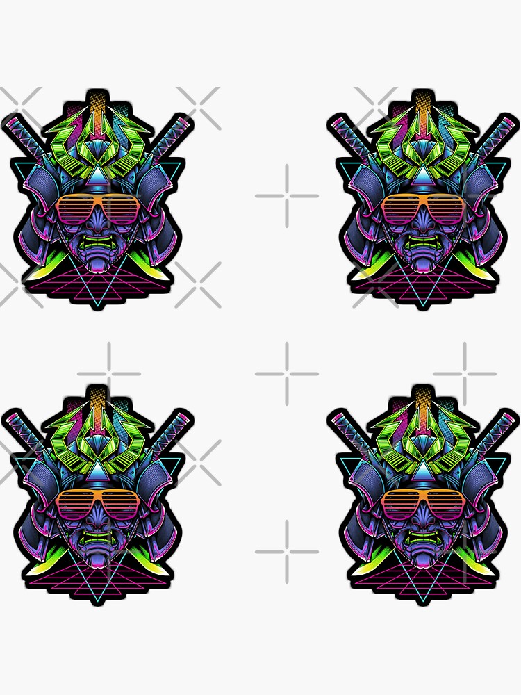"Neon Retro Samurai" Sticker for Sale by Jefrox | Redbubble