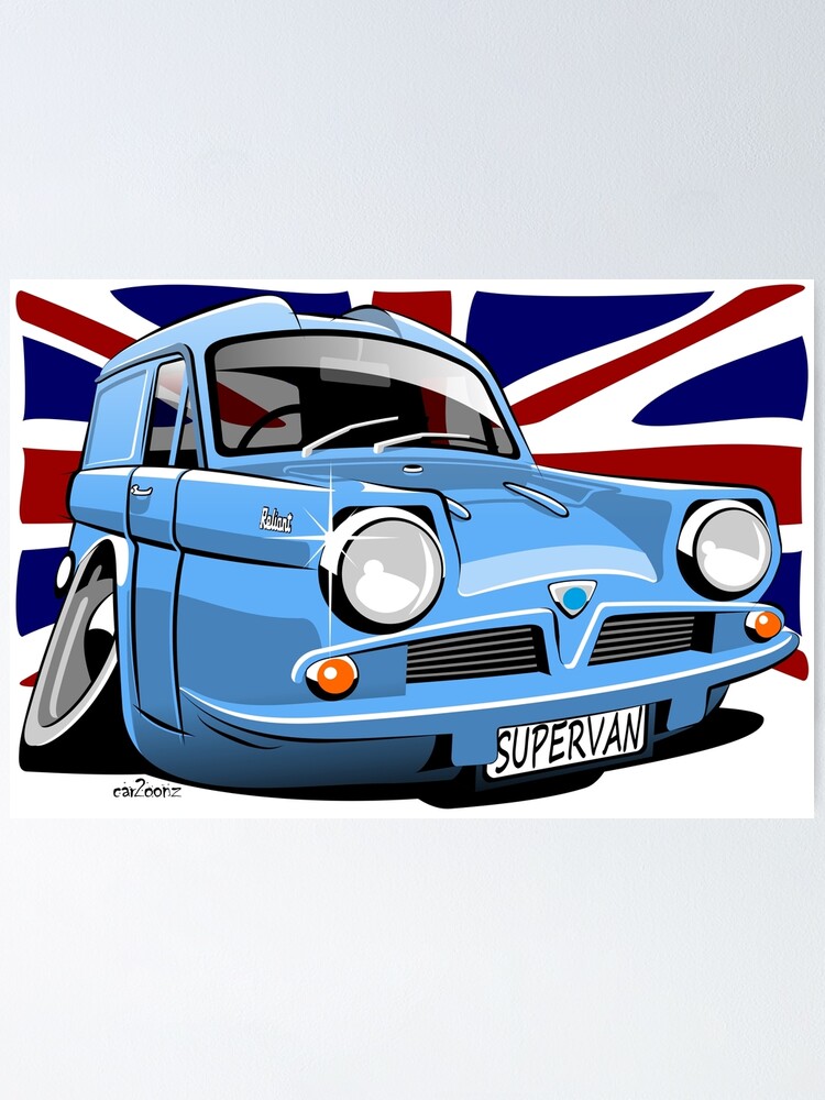 "Reliant Regal Supervan caricature blue" Poster for Sale by car2oonz ...