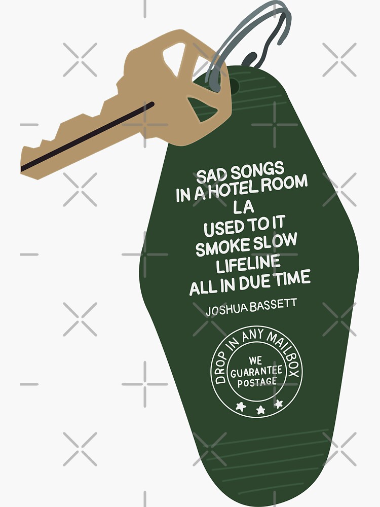 "Joshua Bassett Keychain Sad Songs In a Hotel Room" Sticker for Sale by ...