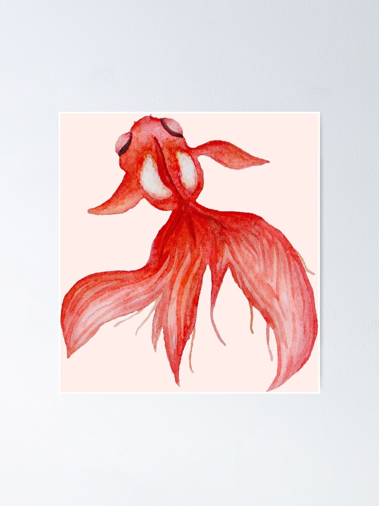 "Cute Pink Goldfish painted in watercolour" Poster for Sale by ...