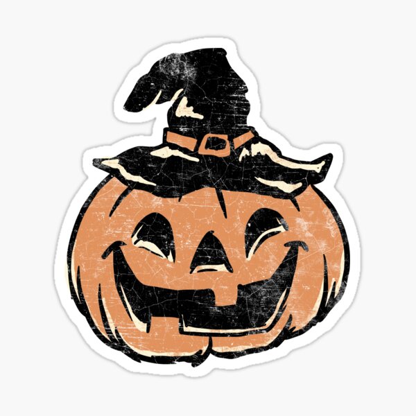 "Vintage - Halloween - Pumpkin" Sticker for Sale by SteamerTees | Redbubble