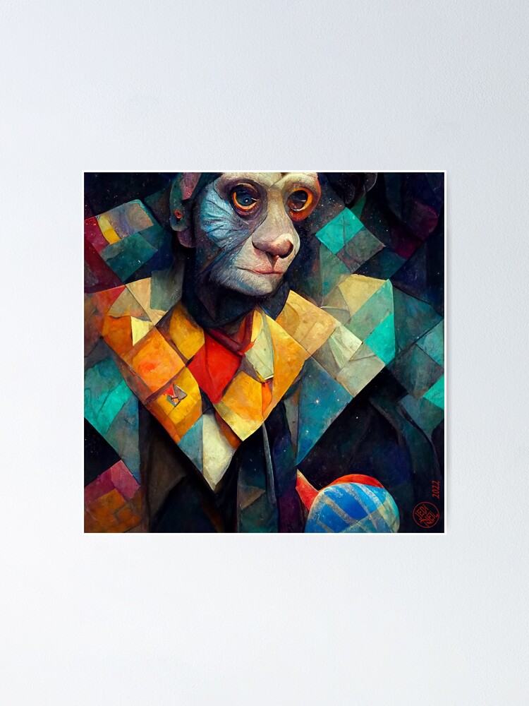 "Victor - Colorful Cubic Multidimensional Monkey" Poster for Sale by ...