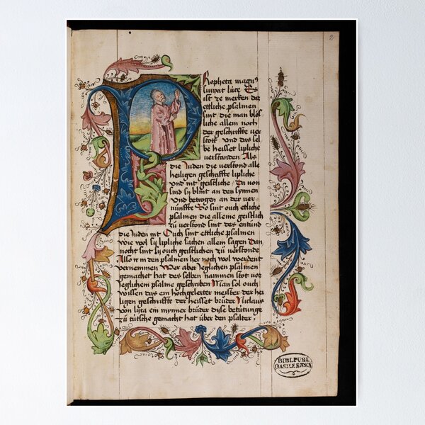"Initial P in a medieval illuminated manuscript" Poster for Sale by e ...