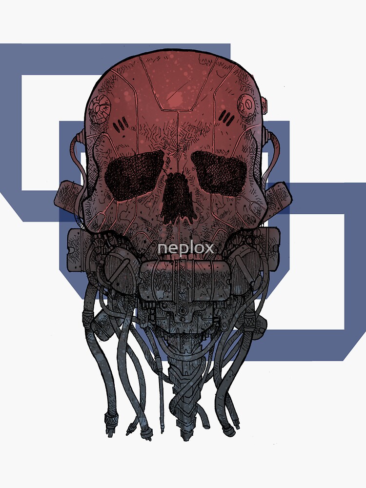 "cyber skull 3c" Sticker by neplox | Redbubble