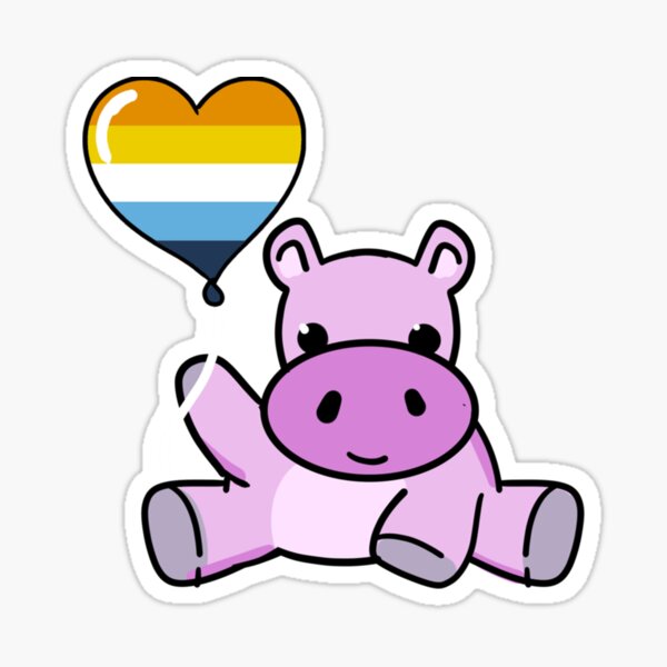 "Hippo Balloon Aroace Pride " Sticker for Sale by JenniferDion | Redbubble