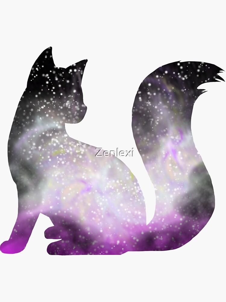 Asexual Space Cat Sticker For Sale By Zenlexi Redbubble