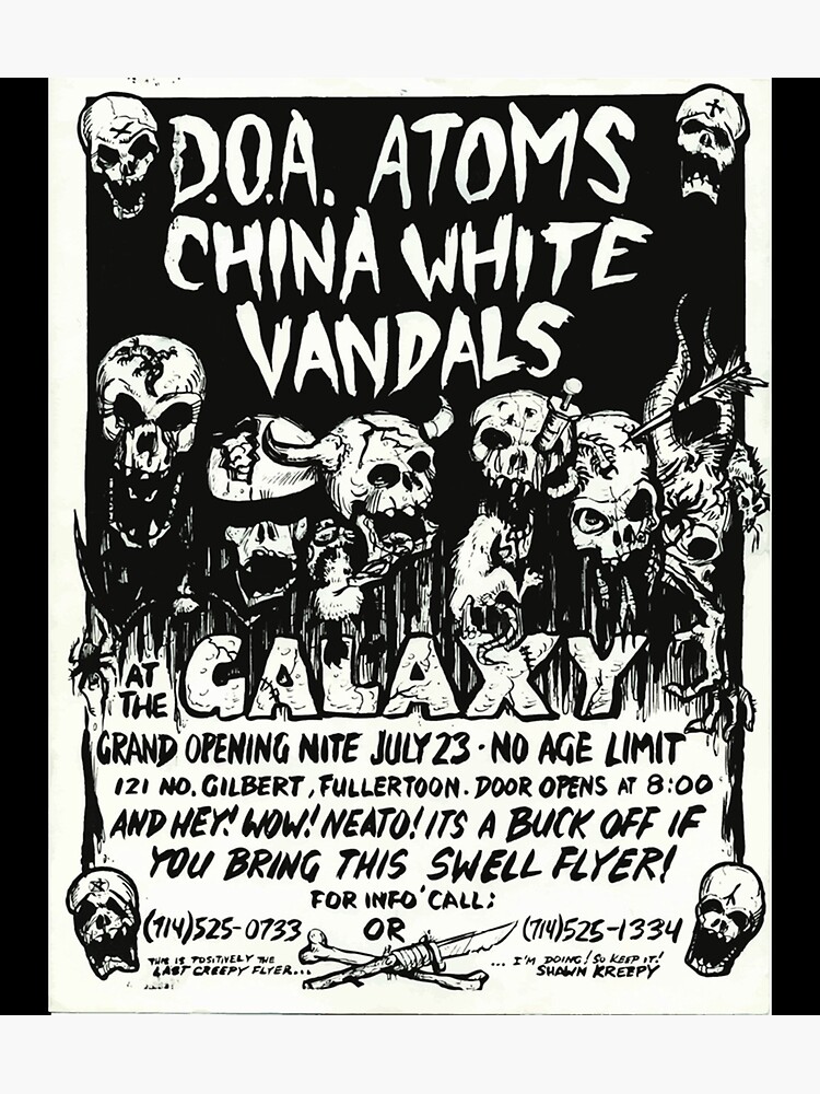 "Retro 1982 Punk Show Flyer Doa And The Vandals Sticker" Poster for ...