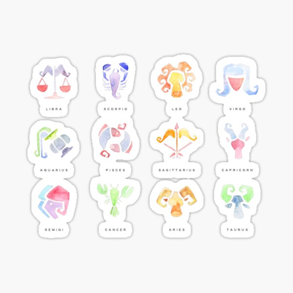 "Zodiac Horoscope Signs Watercolor Astrology Symbol Birth" Sticker for ...