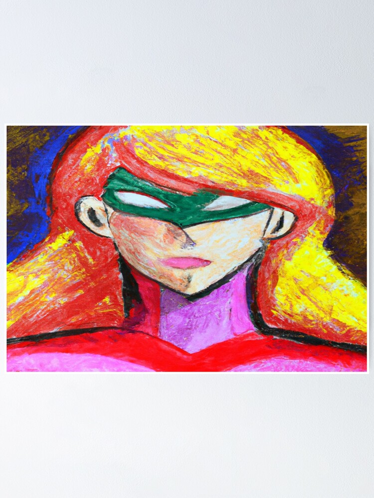 "Beautiful Oil Pastel of Superhero Blonde Woman" Poster for Sale by ...