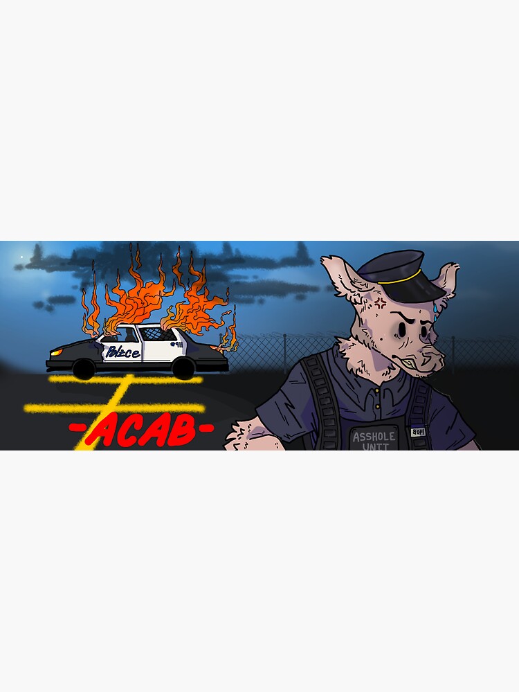 "ACAB PIG - FLAMING CAR" Sticker for Sale by HavvocHound | Redbubble