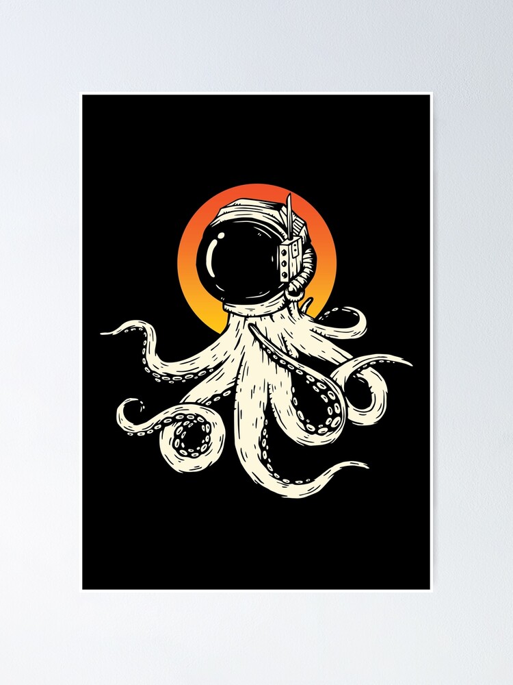 "Astronaut Octopus Gradient - Vintage" Poster for Sale by ...