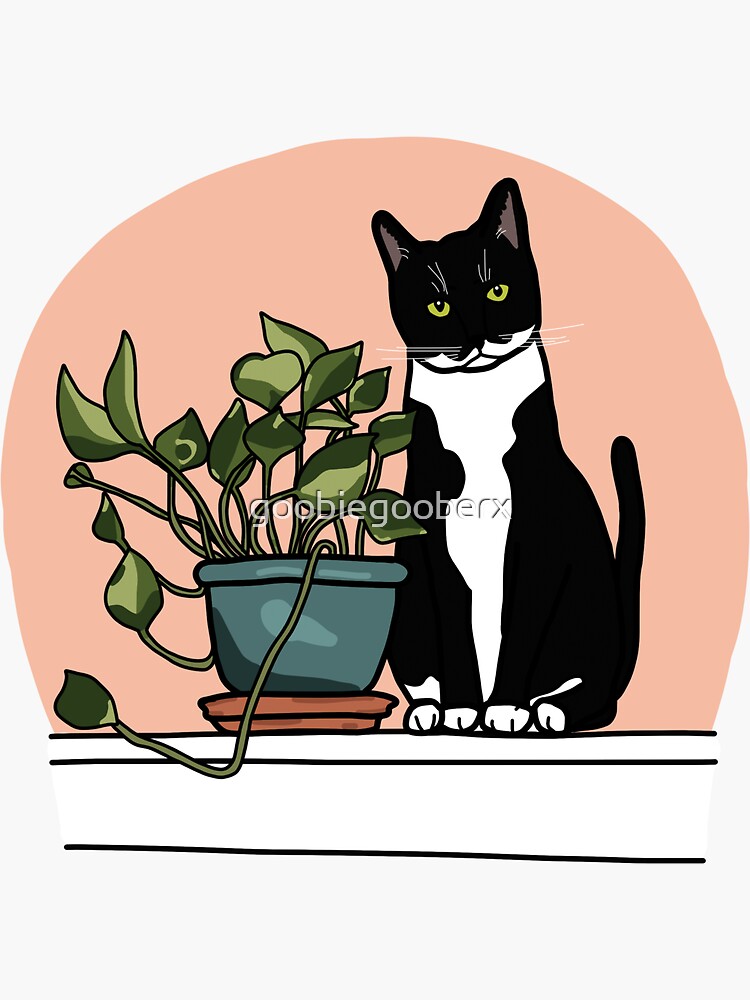 "neptune the cat with plant" Sticker for Sale by goobiegooberx | Redbubble