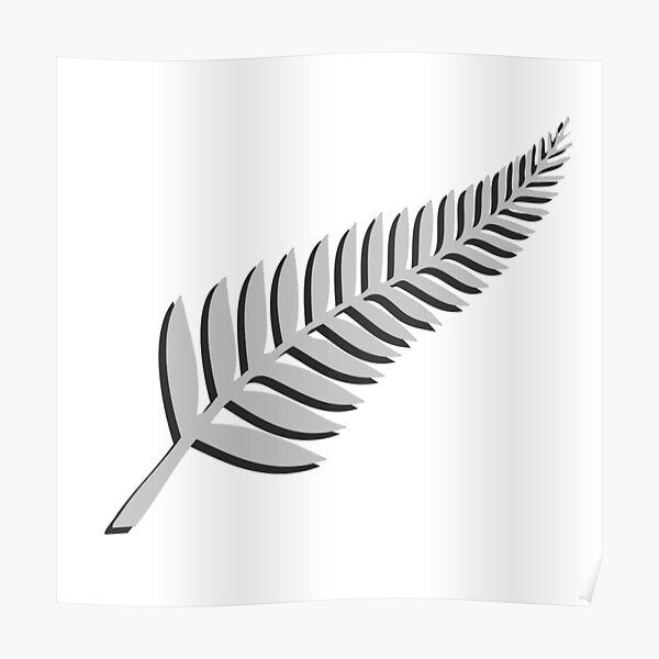 "New Zealand NZ Kiwi Black Silver Fern Emblem Sport Fan" Poster for ...