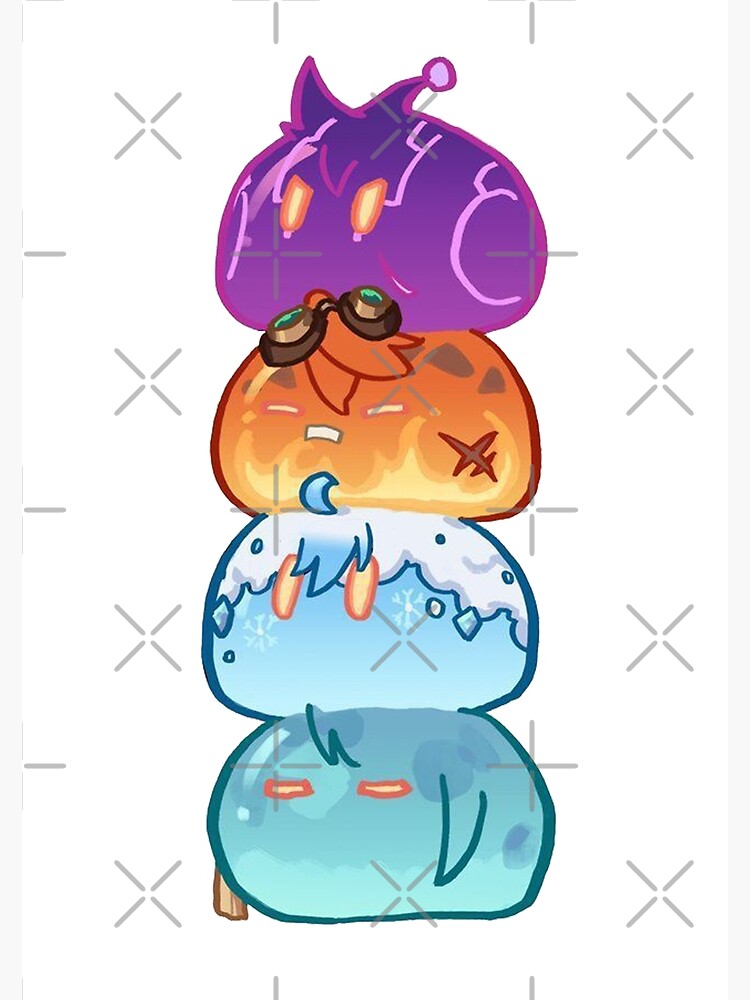"Genshin Impact Slime Pyro, Cryo, Electro, Hydro" Art Print for Sale by ...