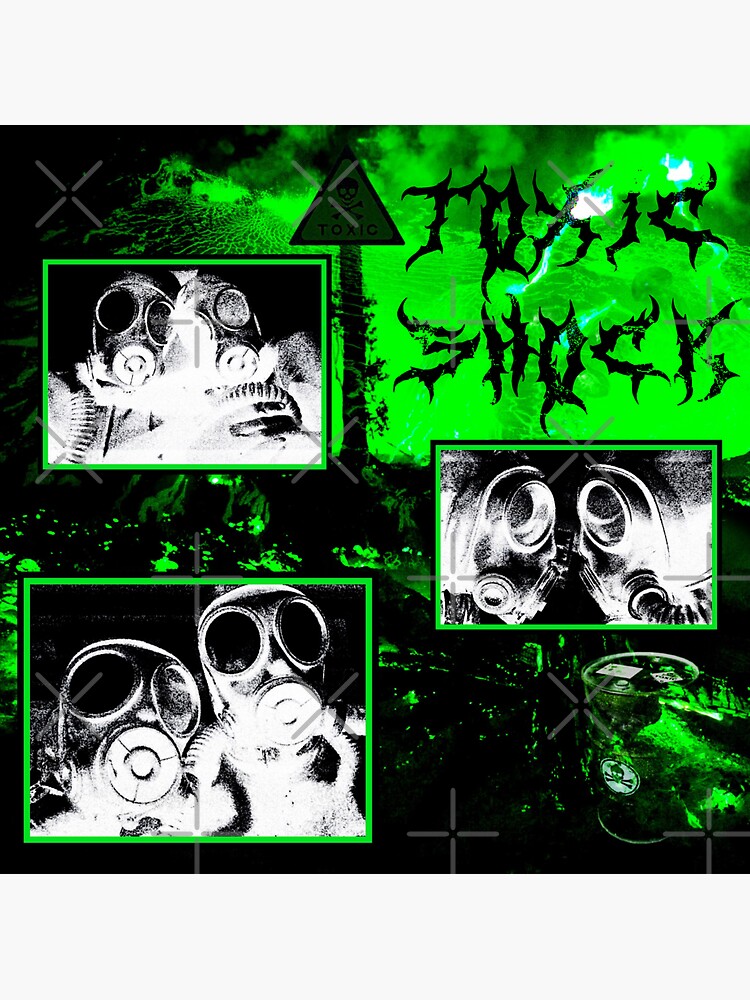 "Toxic Waste Shock Gas Mask Biohazard Collage Album Cover" Sticker for ...