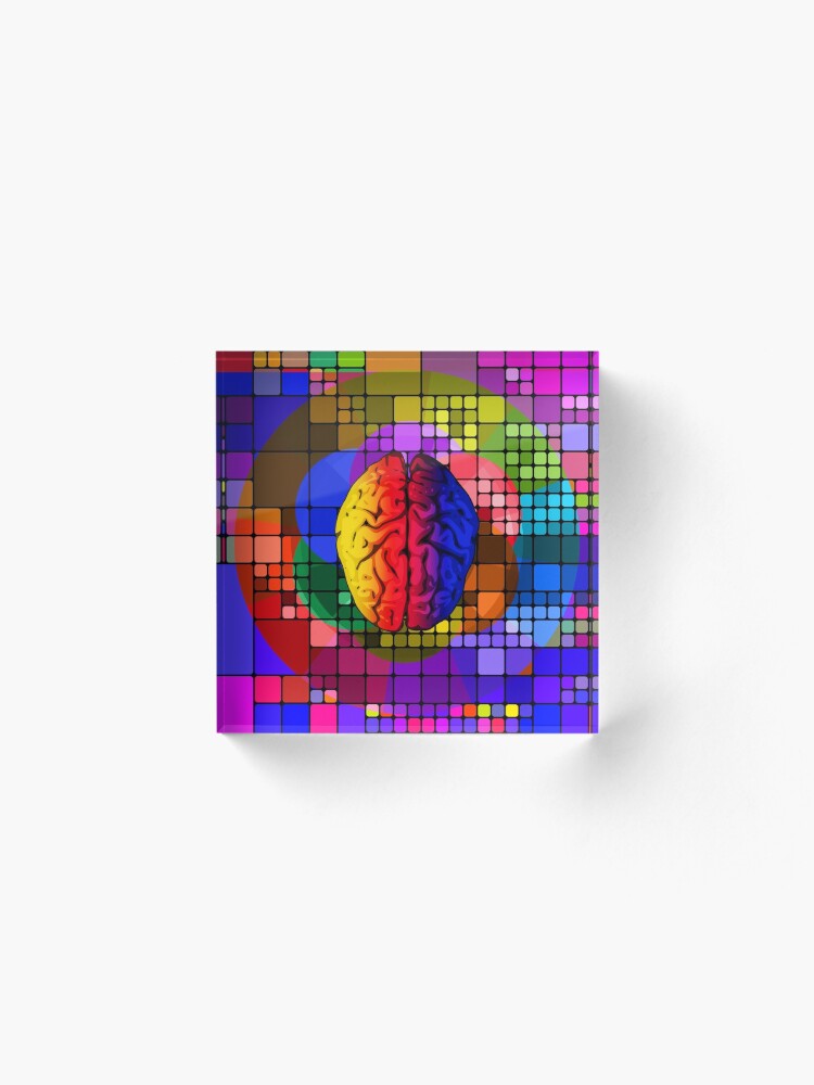 "The creative mind - Colorful Geometric Conceptual Art " Acrylic Block ...