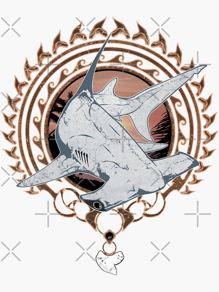 "Polynesian hammerhead shark" Sticker for Sale by NicGrayGraphic ...