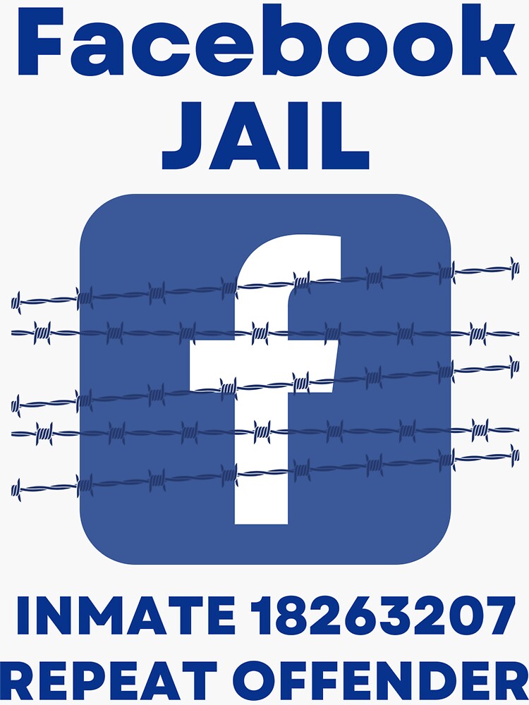 "facebook jail" Sticker for Sale by DarkPink2000 | Redbubble