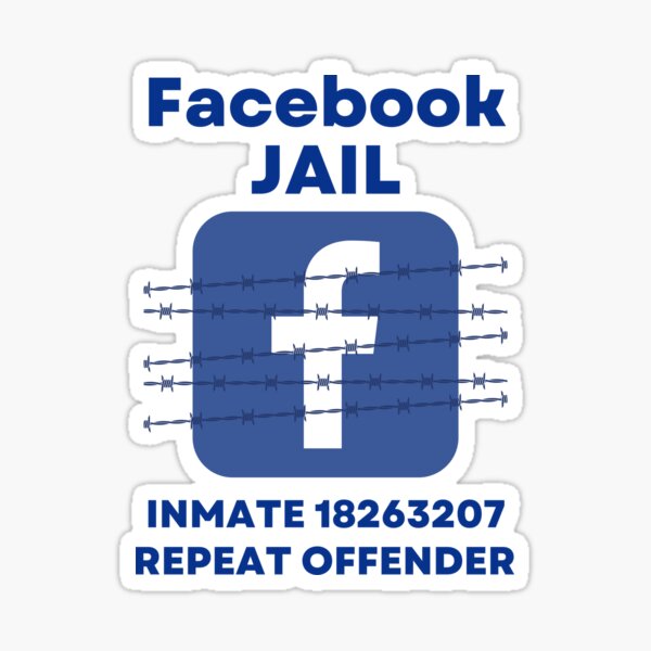 "facebook jail" Sticker for Sale by DarkPink2000 | Redbubble