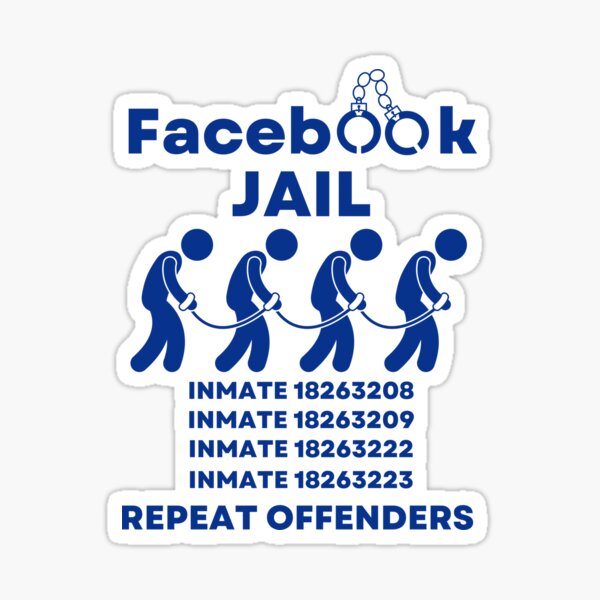 "facebook jail" Sticker for Sale by DarkPink2000 | Redbubble