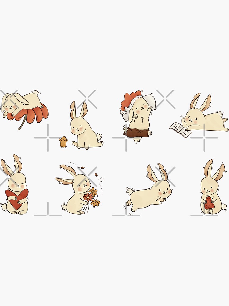 "Cute Cottage core Autumn Rabbits - Fairycore (choose large sticker ...