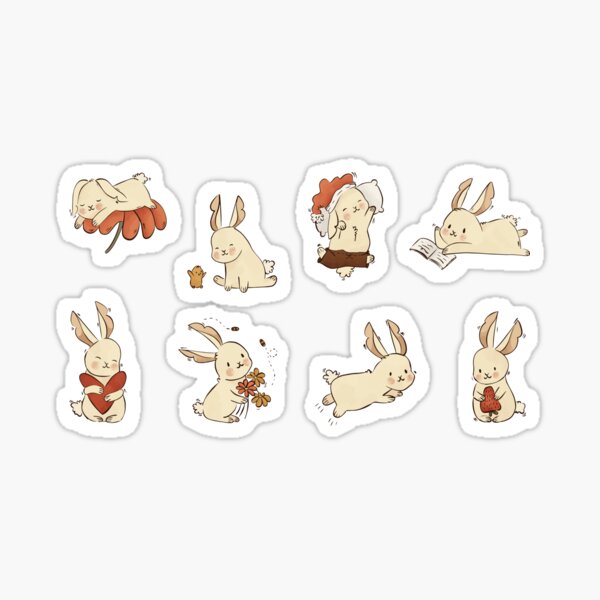 "Cute Cottage core Autumn Rabbits - Fairycore (choose large sticker ...