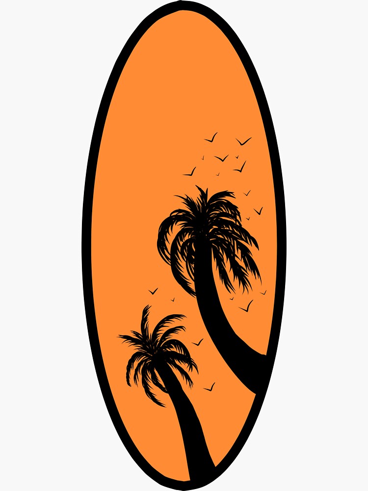 "Oval sunset scene with palm trees silhouette " Sticker for Sale by ...