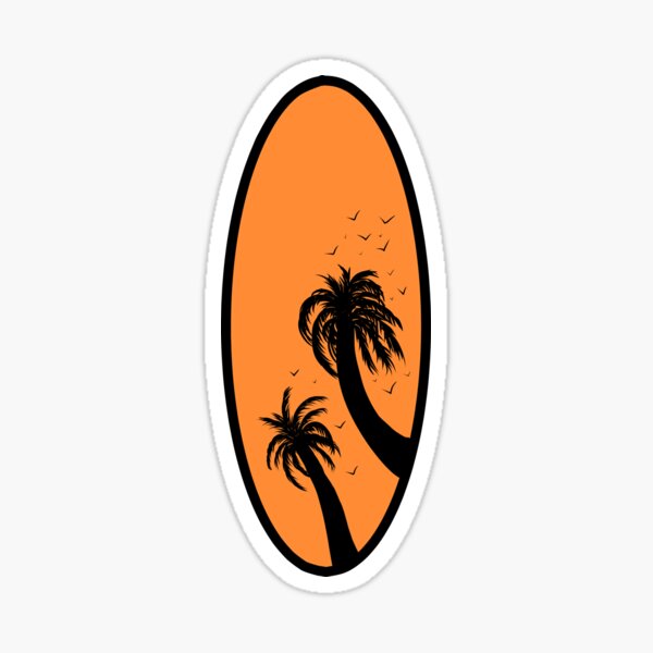 "Oval sunset scene with palm trees silhouette " Sticker for Sale by ...