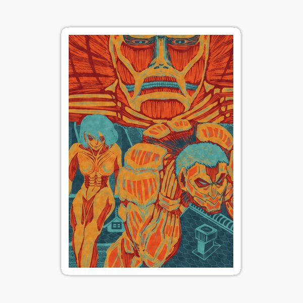 "AOT team Titans: Reiner Annie Bertholdt" Sticker for Sale by hmhmxoxo ...