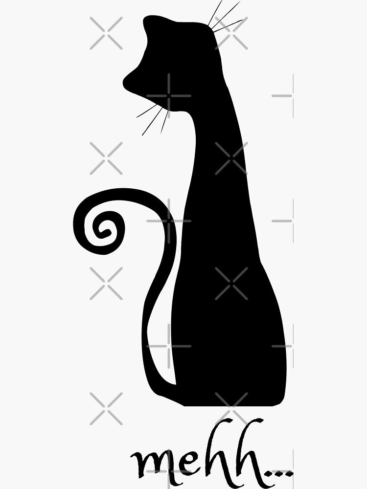 "Siamese Cat Meh ,black cat , Black Halloween cat cute" Sticker for ...