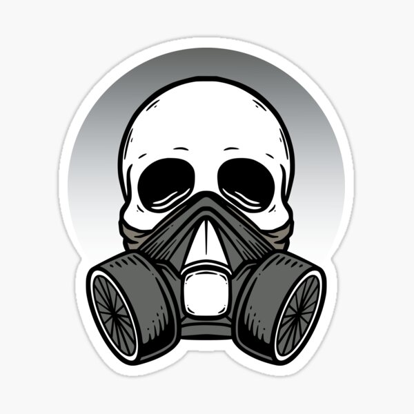 "Skull Respirator Mask Filter Face Down Illustration" Sticker for Sale ...
