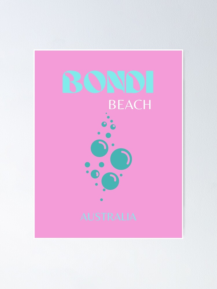 Bondi Beach Travel Art Preppy Preppy Room Pink Poster For Sale By