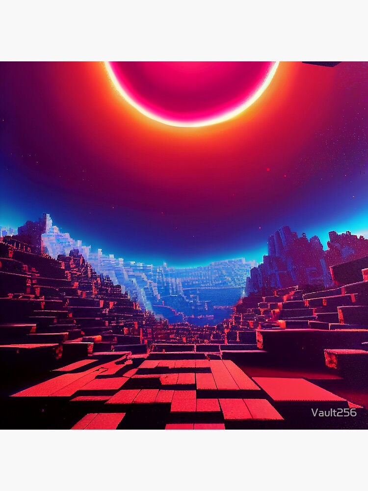 "Cyberpunk Minecraft Inspired Neon Landscape - AI Generated Art ...