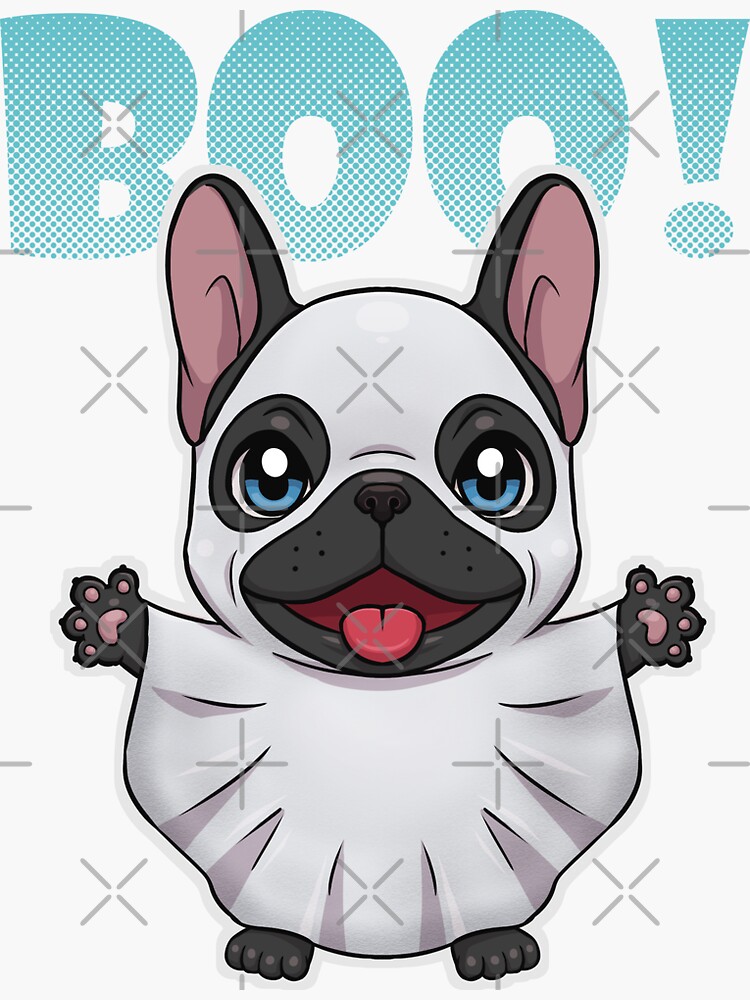 "Boo Ghost Frenchie Puppy | Halloween Puppy | Black" Sticker for Sale ...