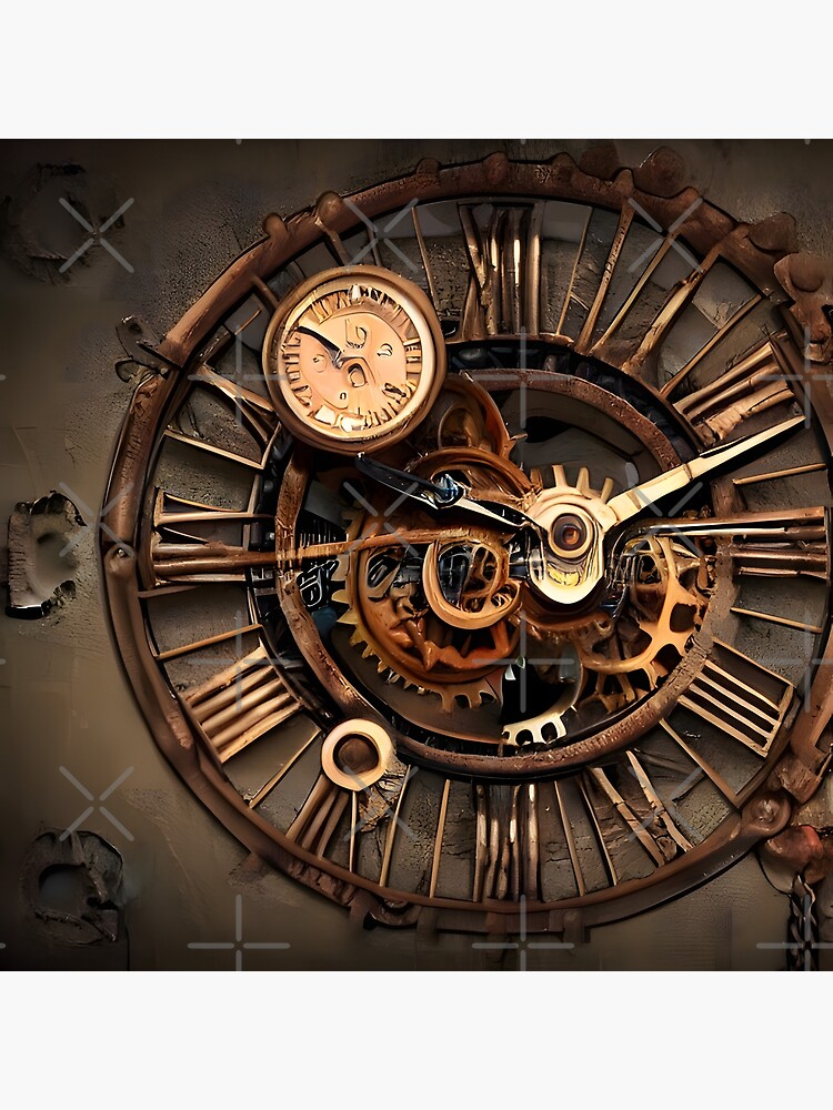 "Steampunk retro background with gears and clocks on rusty metal ...