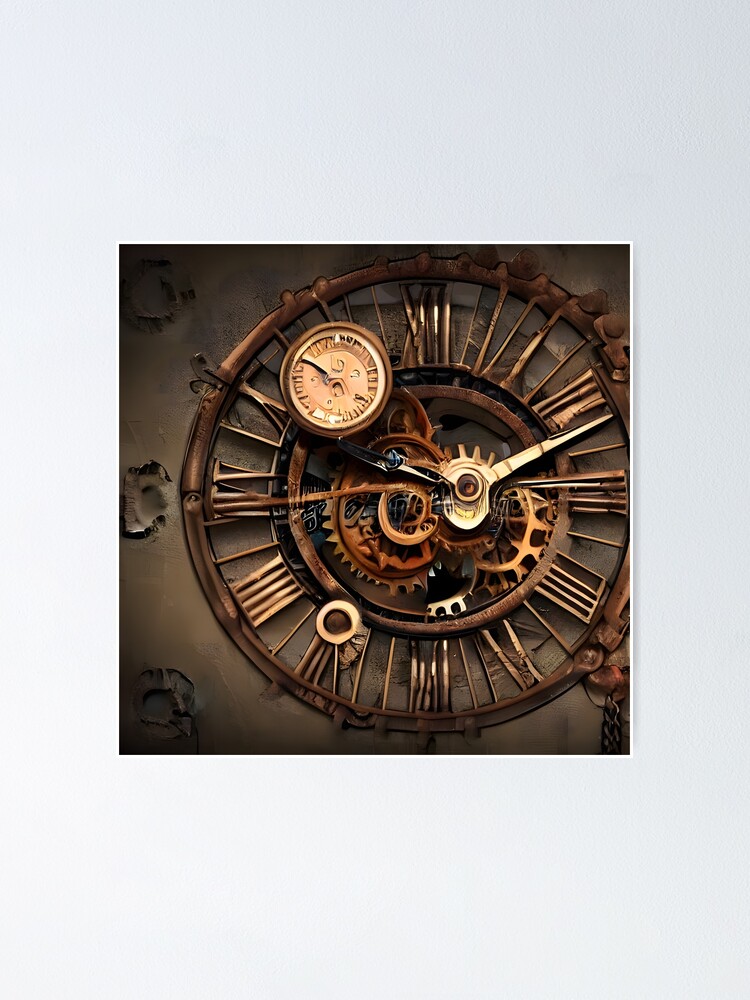 "Steampunk retro background with gears and clocks on rusty metal ...